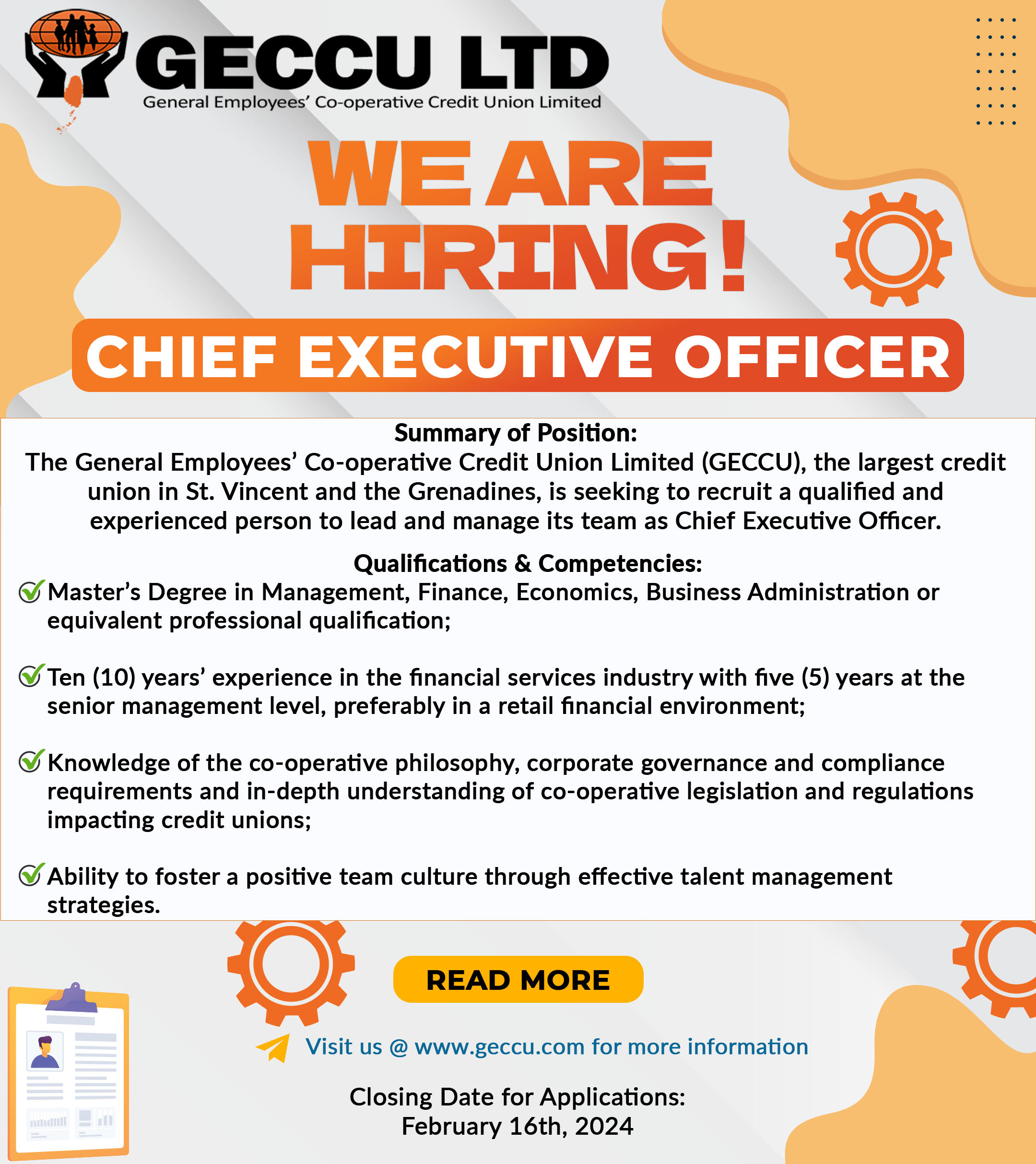 Chief Executive Officer – GECCU